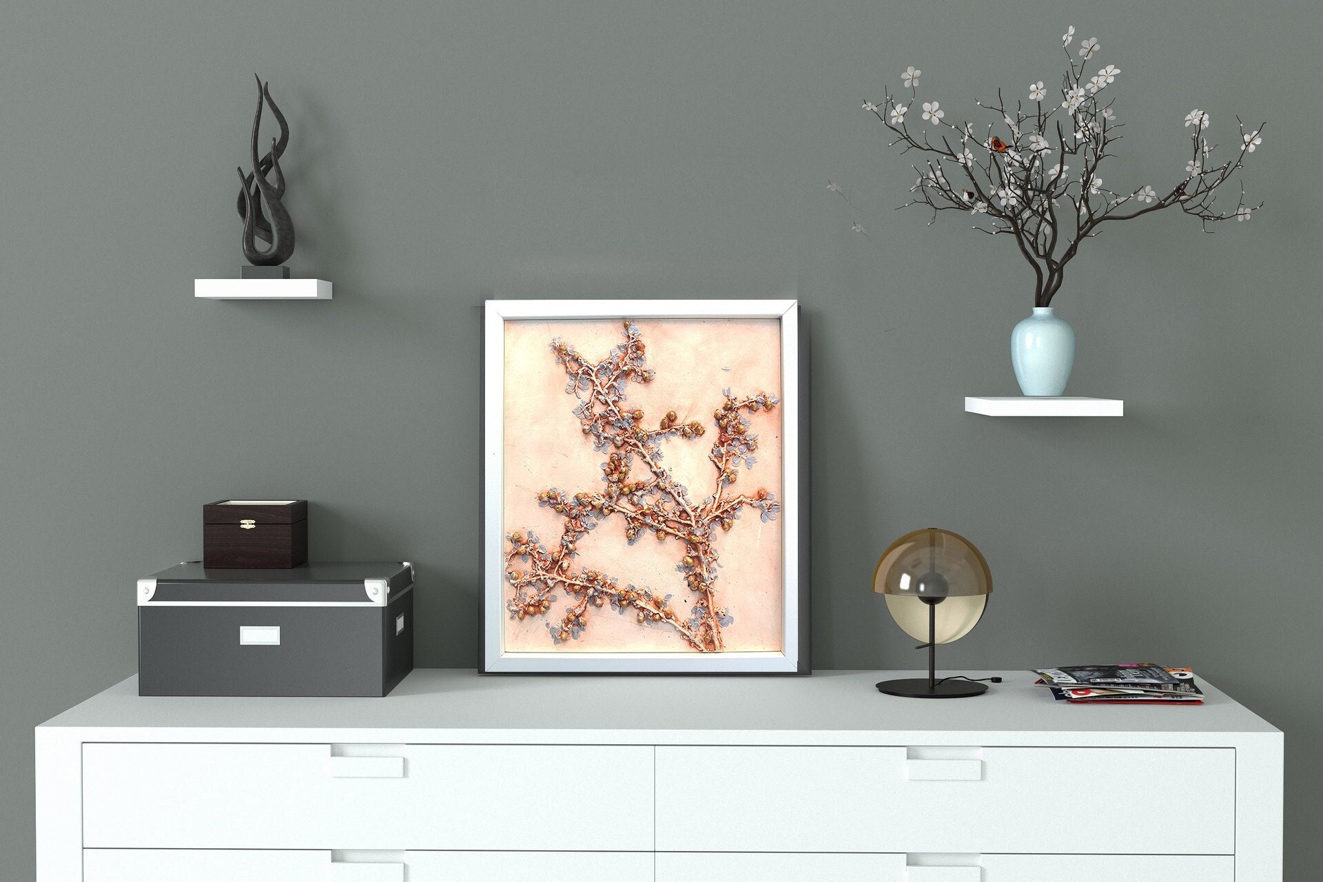 Designer Wall Art Plaster Tree Framed Garden Art Trendy Wall | Etsy