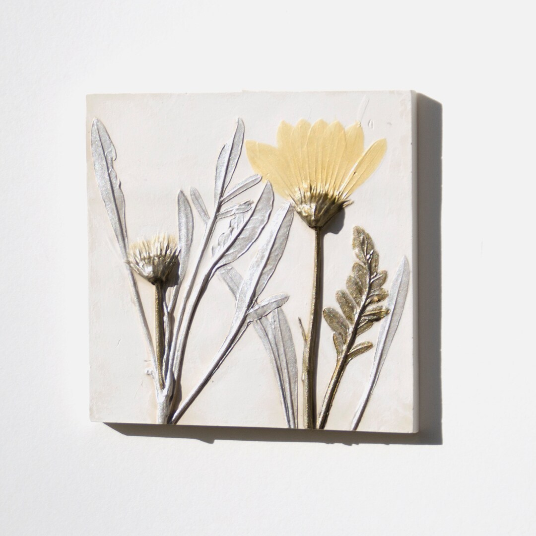Flower Plaster Cast Tile White Botanical bas-relief Trendy - Etsy 日本