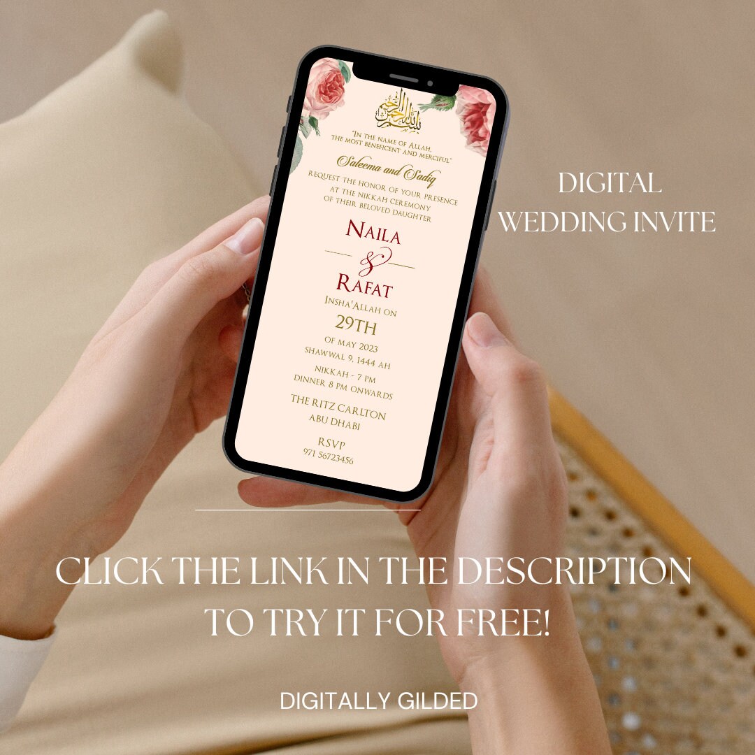 Editable Digital Muslim Nikkah Walima Electronic Wedding - Etsy