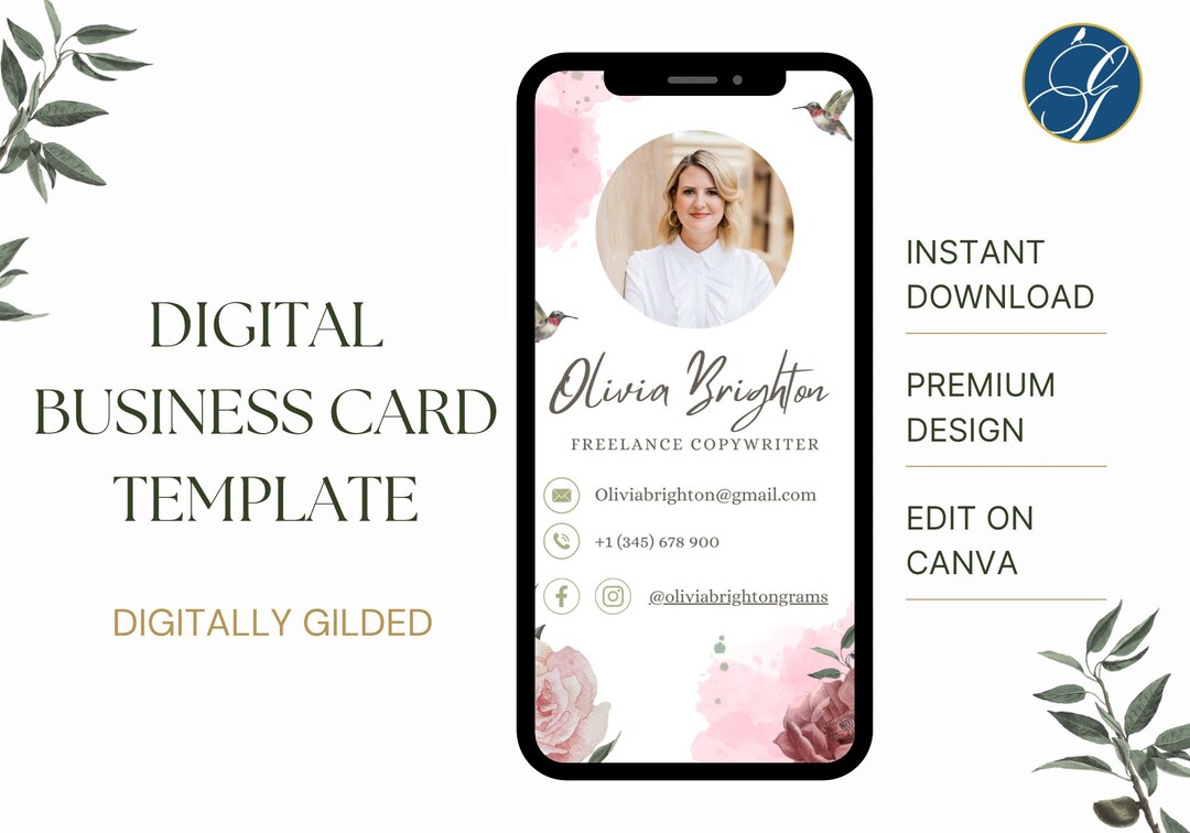 Editable Digital Business Card Template, Electronic Visiting Card ...