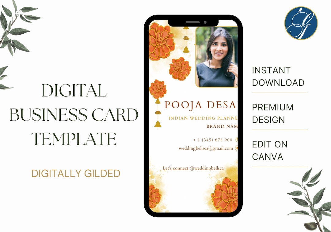 Editable Digital Business Card Template, Electronic Visiting Card ...