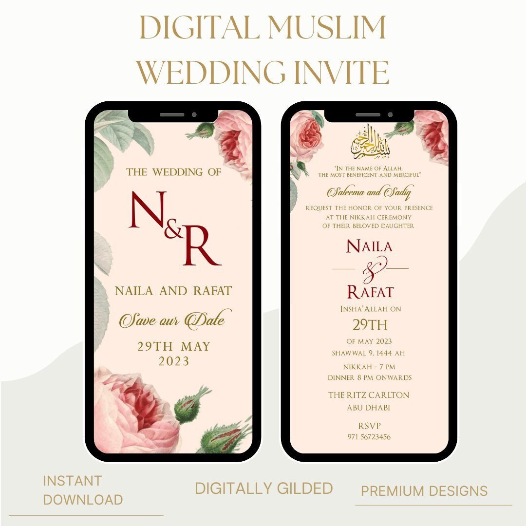 Editable Digital Muslim Nikkah Walima Electronic Wedding - Etsy