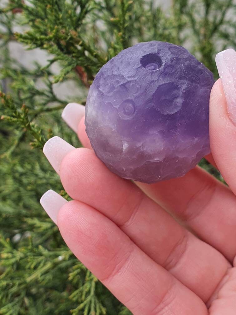Flourite moon sphere / crater moon sphere / crystal moon / | Etsy