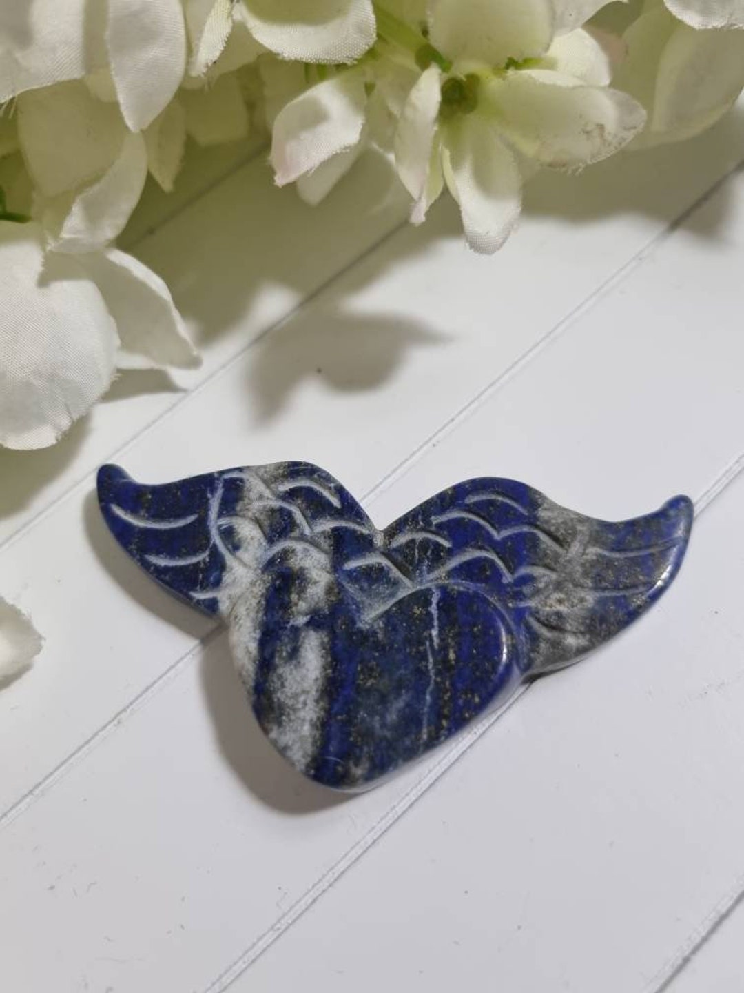 Lapis Lazuli Angel Wings Heart Carving / Lapis Angel Wings/ Good Luck ...