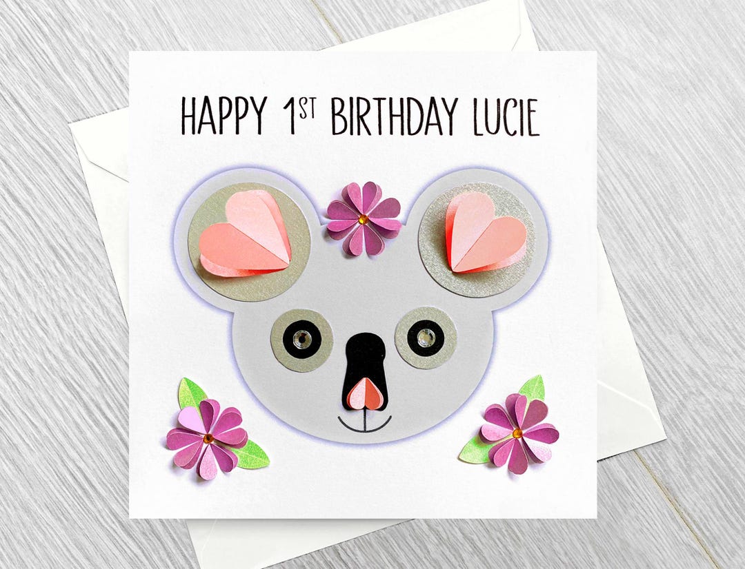 Personalized Girls Birthday Card: 3D Koala Bear Card - Etsy