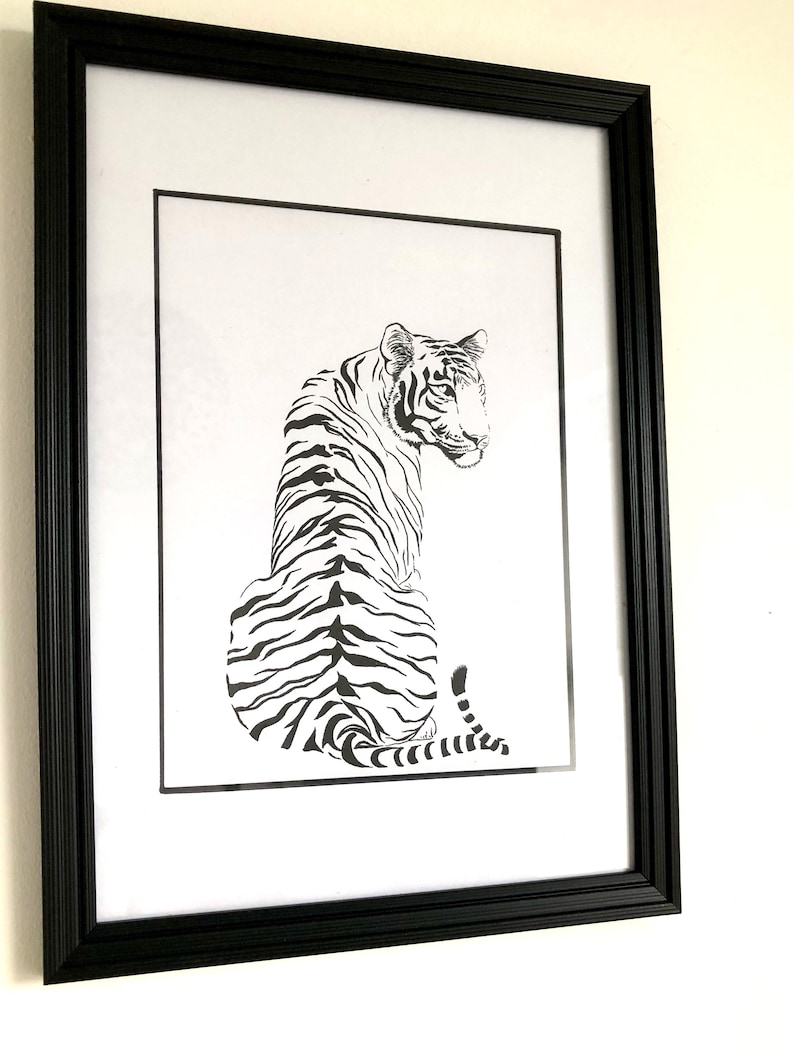 Tyra (tiger Print With Black Trimmed A4 Mount) - Etsy