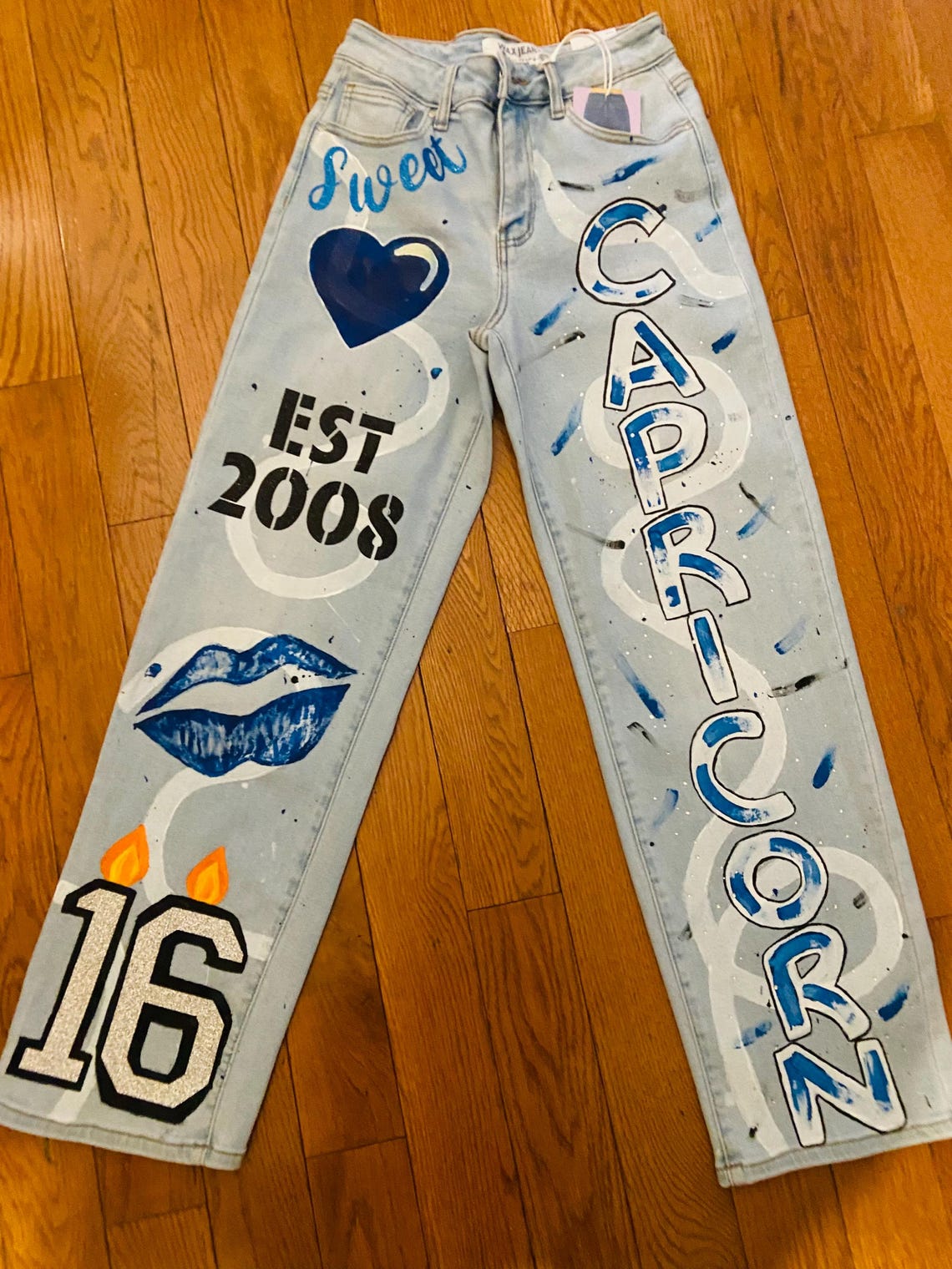 Custom Senior/birthday Outfit Sweatshirt & Hand Painted Jeans - Etsy