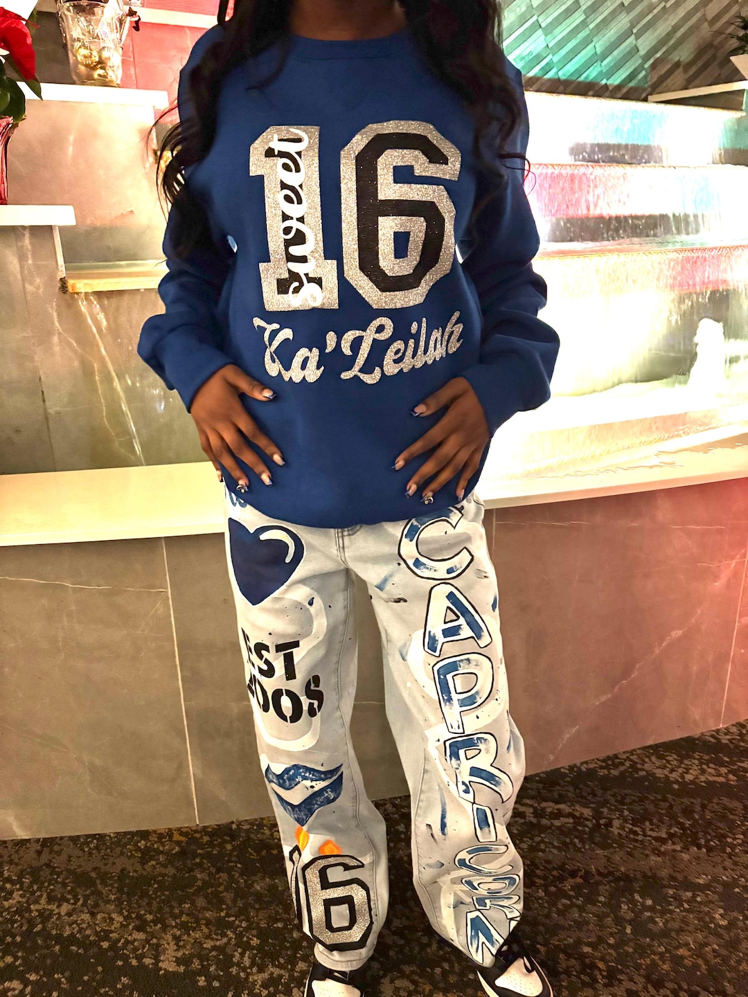 Custom Senior/birthday Outfit Sweatshirt & Hand Painted Jeans - Etsy