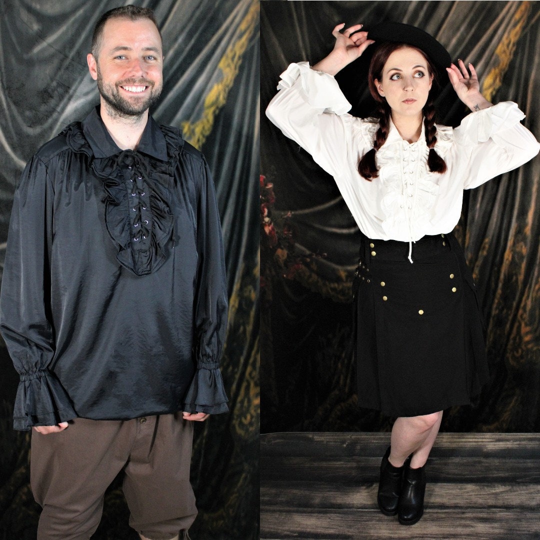 Ruffle Front Drawstring Pirate Poets Unisex Shirt - Etsy