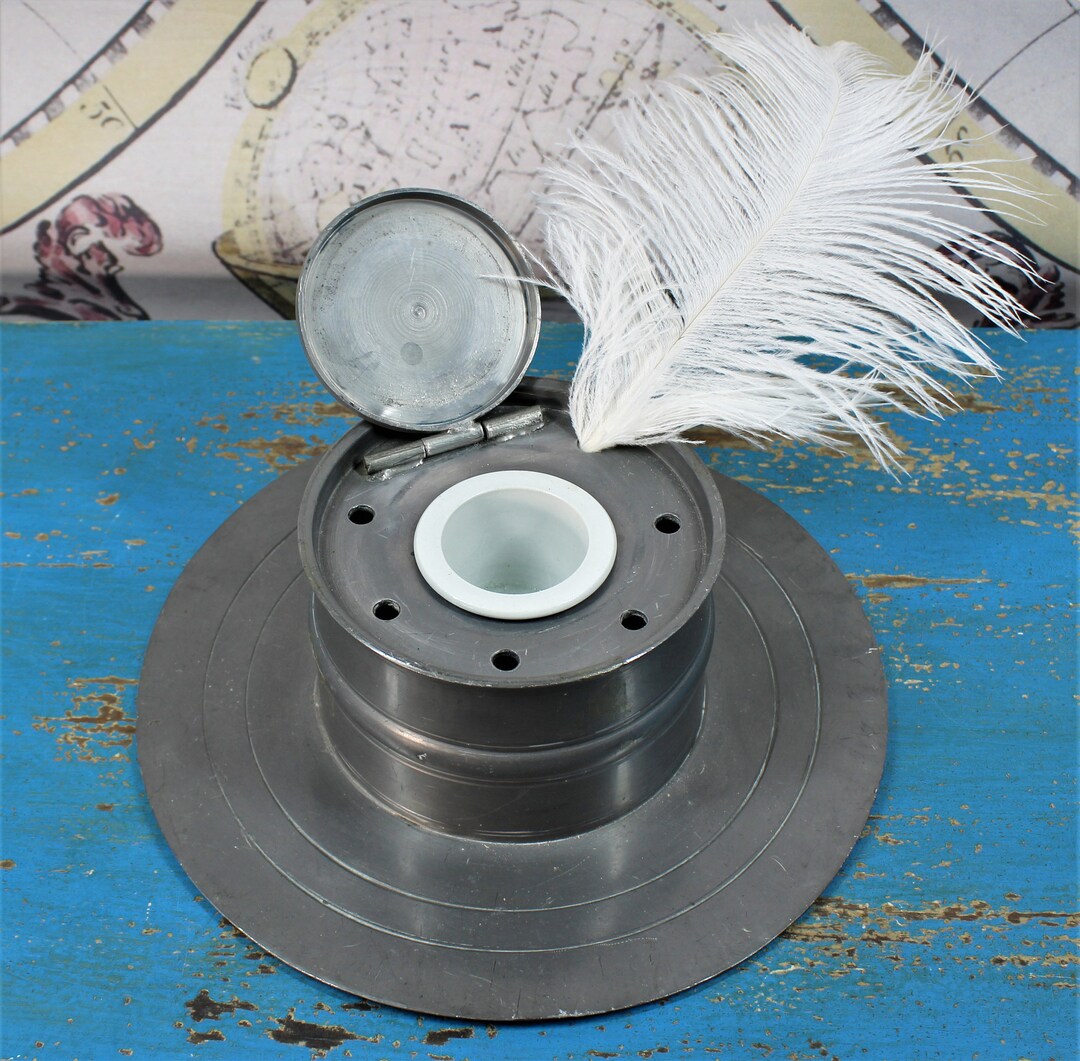 19th Century Large Pewter Ships Inkwell - Etsy