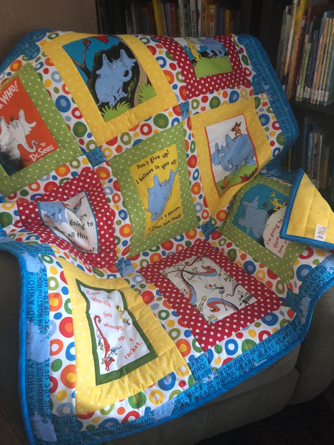 Custom Hand-made Quilt Throw Comforter Blanket From Dr. Seuss Horton ...