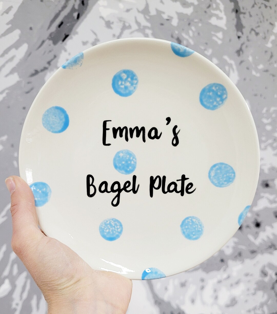 Personalised Bagel Plate Favourite Food Plate Food Lover Custom Name ...