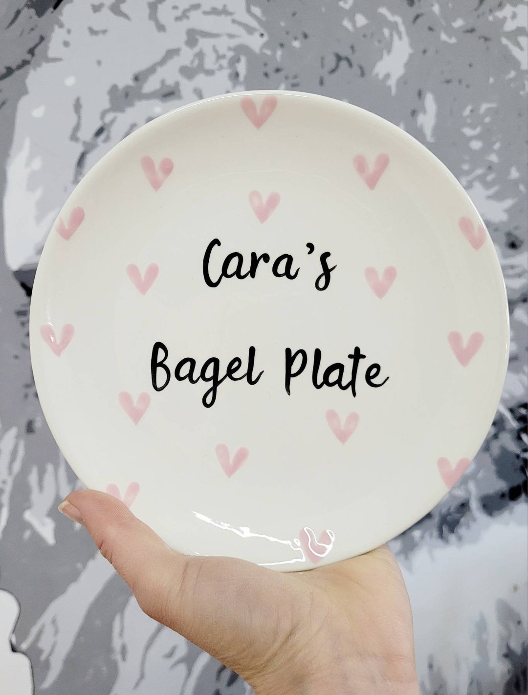 Personalised Bagel Plate Favourite Food Plate Food Lover Custom Name ...