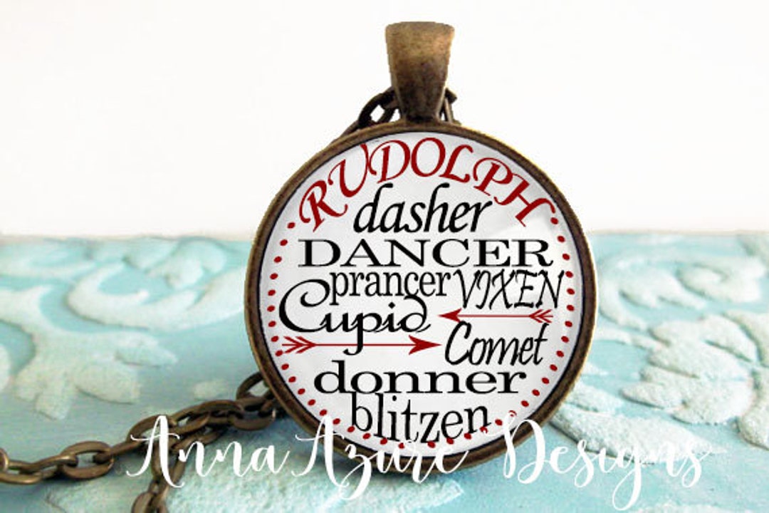 Rudolph the Red Nosed Reindeer Necklace- Dasher Dancer Prancer Vixen ...