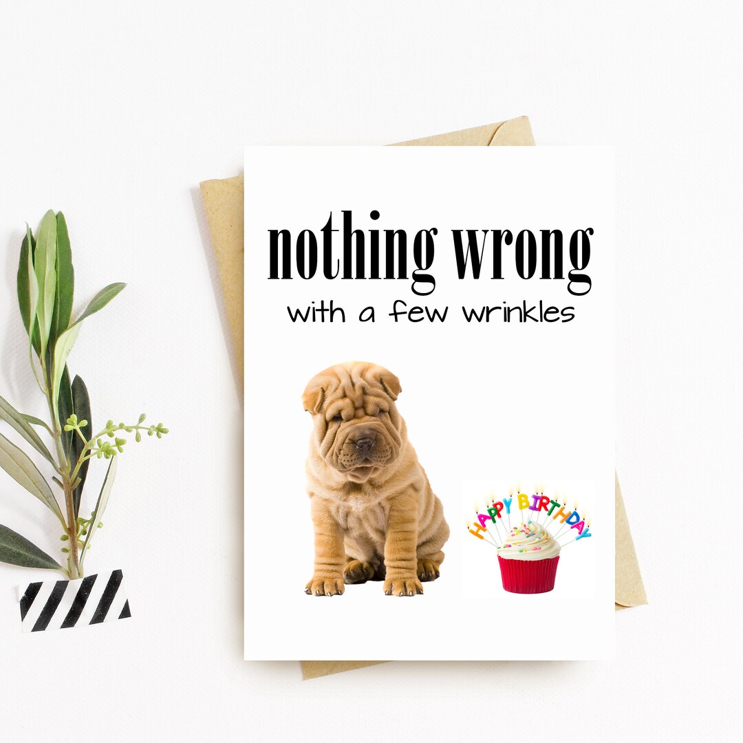 Shar Pei Birthday Card, Shar Pei Greeting Card, Shar Pei Card, Dog ...