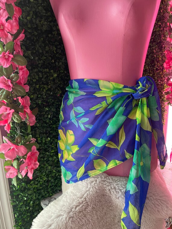 1940s Tropical Print Sarong Style Wrap Skirt Gem