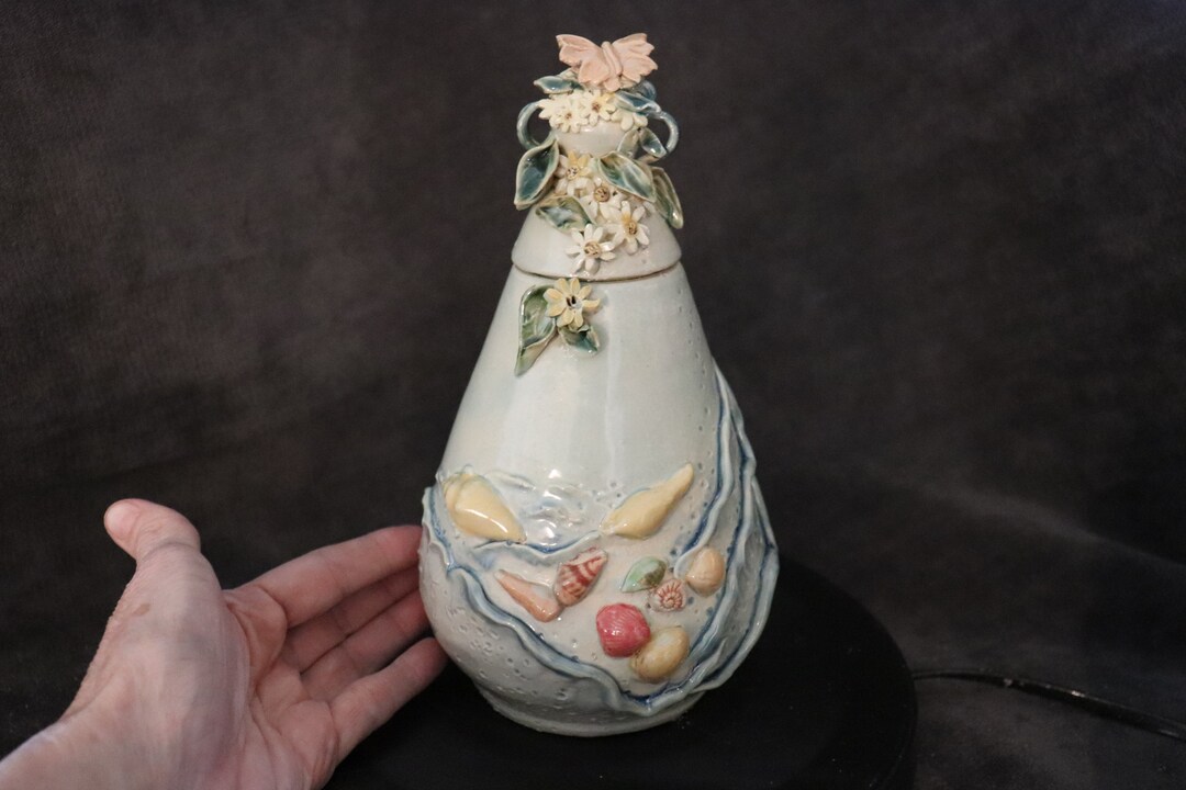 Seaside Clay Vase, Pottery Clay Bottle, Clay Vase, Pottery Vase, Lidded Vase, Clay Pottery Vase ...