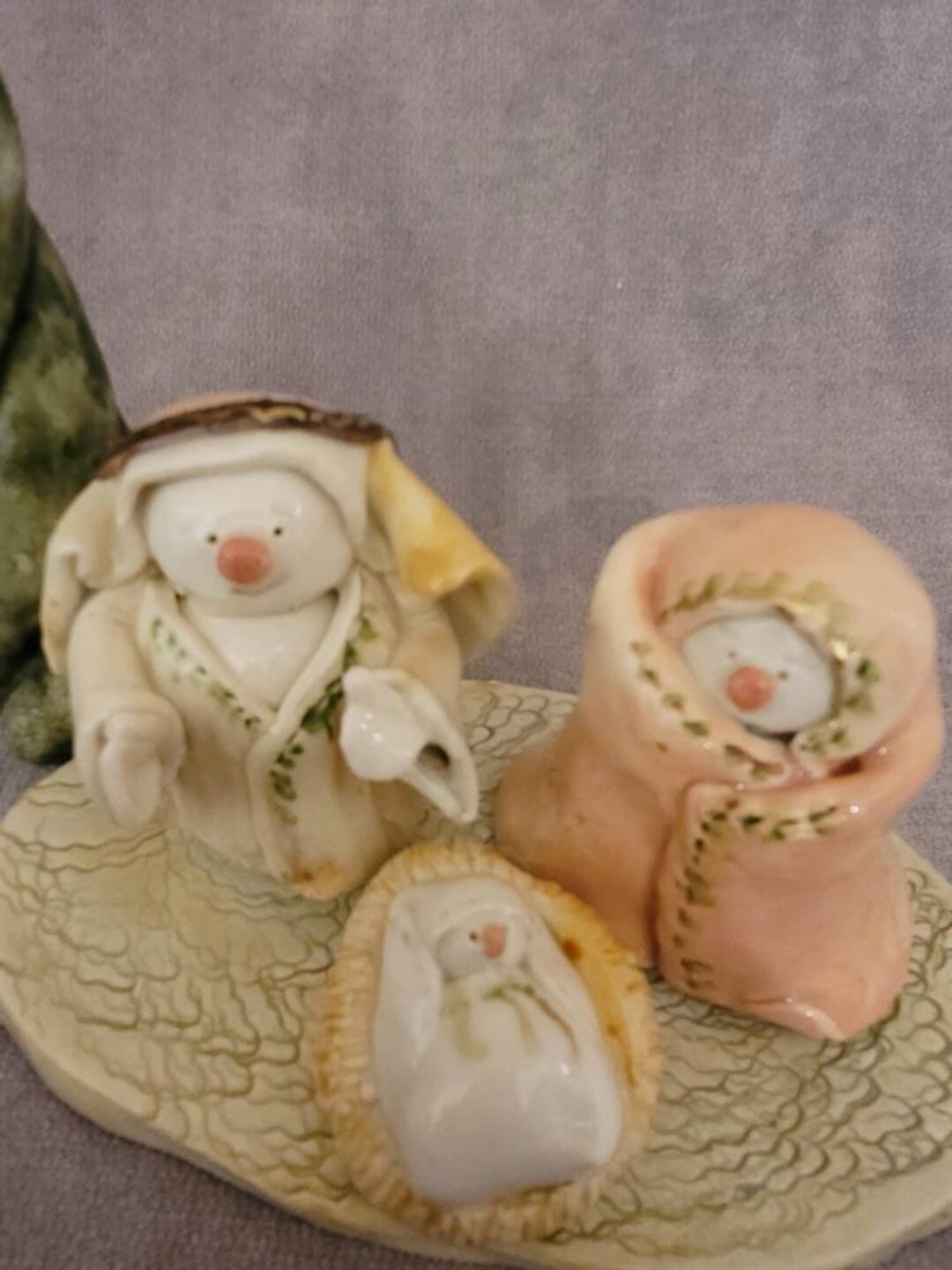 Miniature Clay Nativity With Base and Tree, Handmade Nativity Creche ...