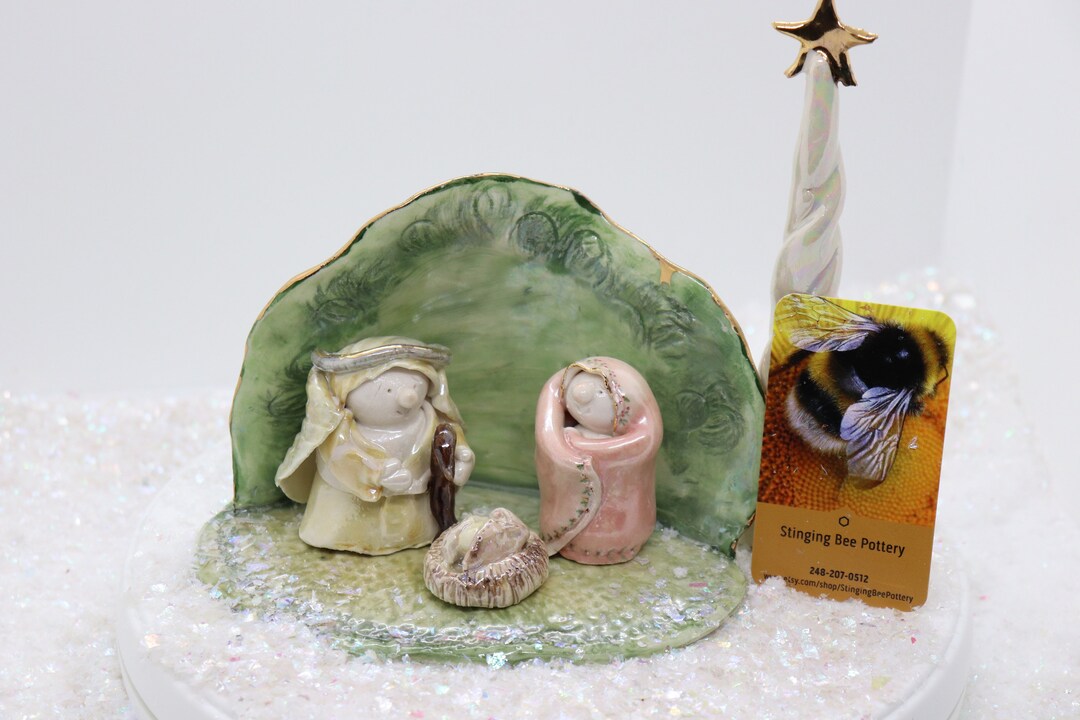 Miniature Porcelain Nativity Creche Handmade Porcelain Nativity Pottery ...