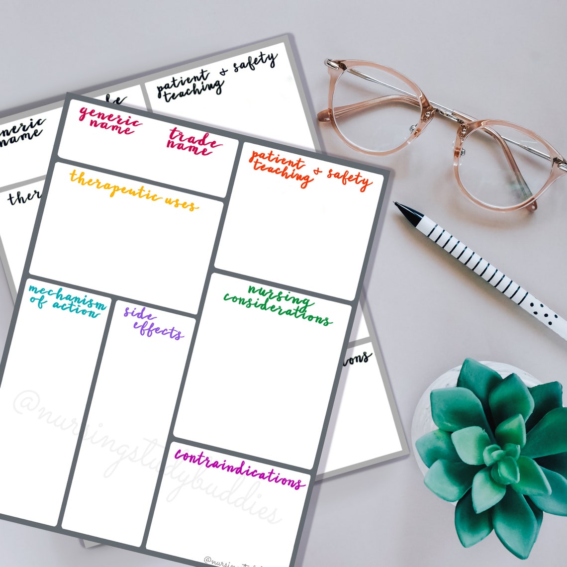 Pharmacology Note-taking Printable multi-color and Gray - Etsy