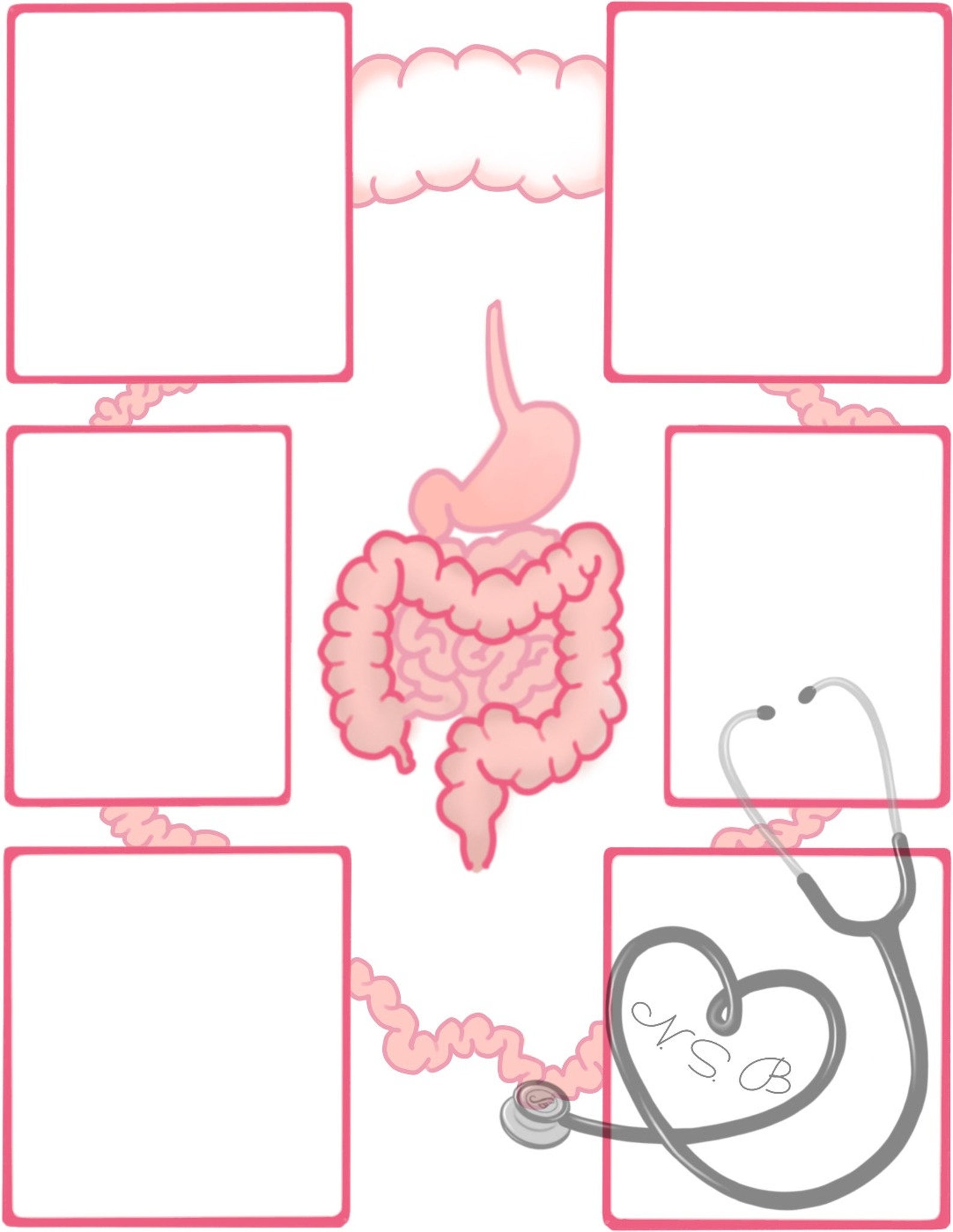 GI Digestive System Mind Map Template for Nursing School NCLEX Review ...