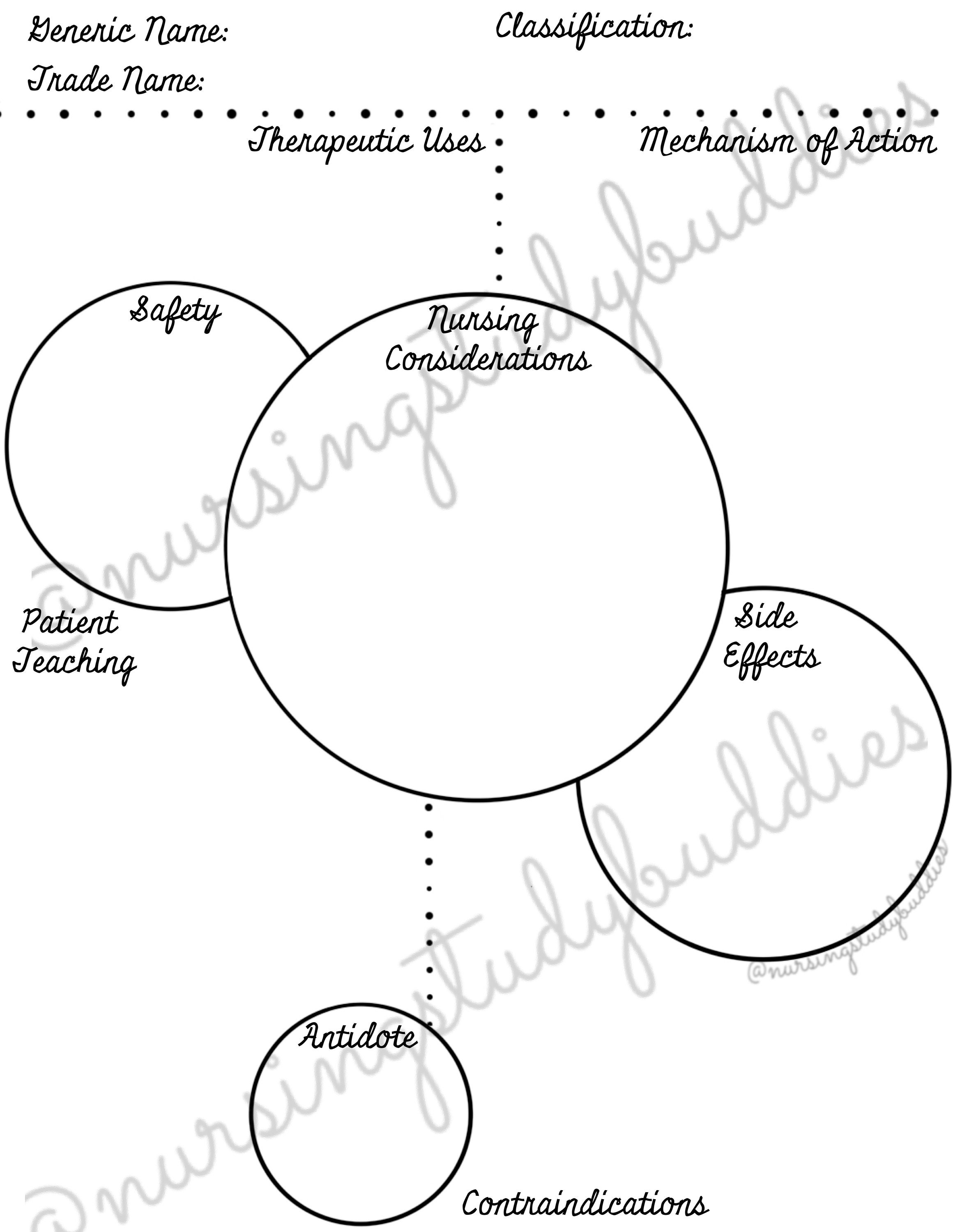 Pharmacology Circle Mind Map Updated 2 Pages - Etsy