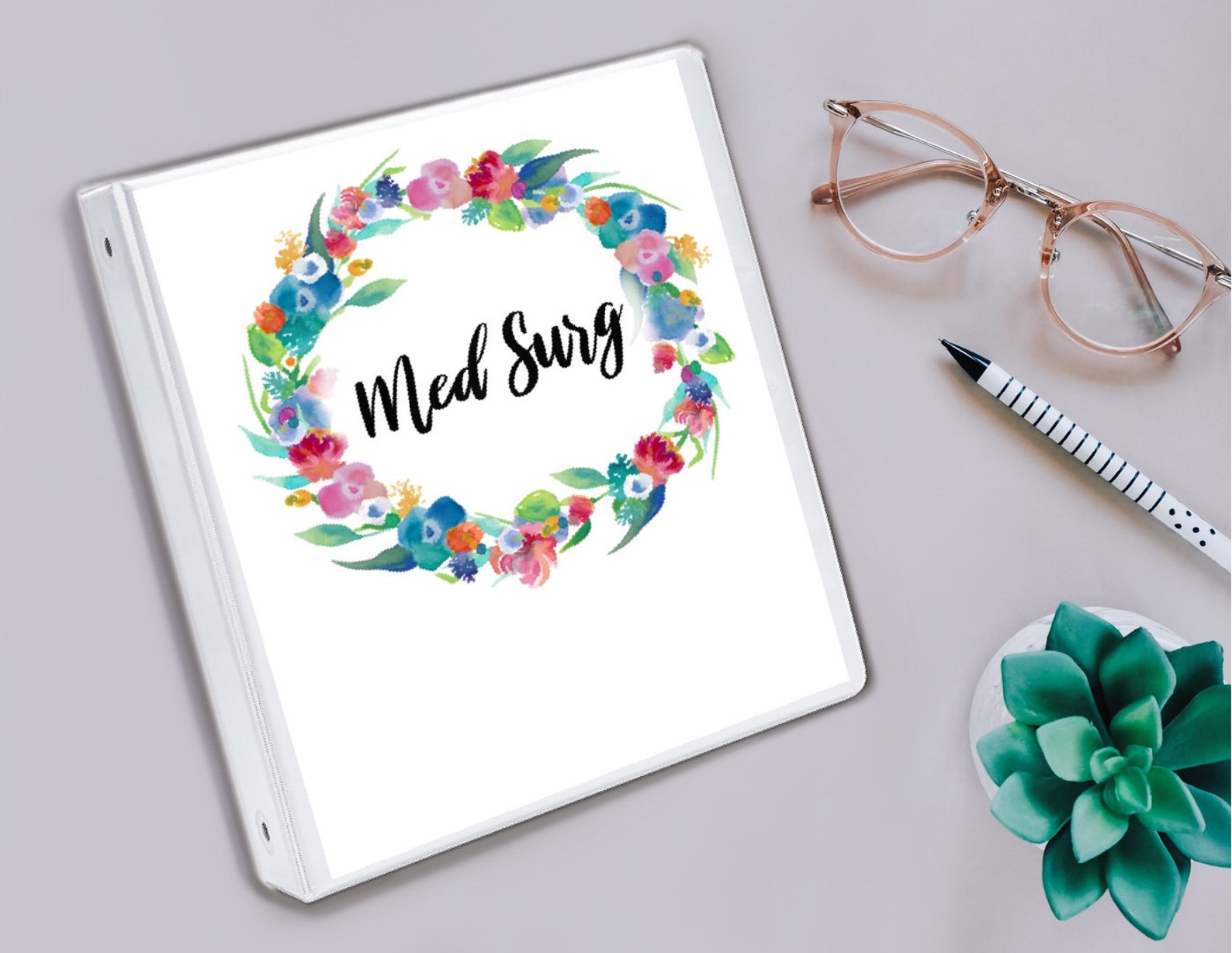 Bold Floral Nursing School Binder Cover Starter Kit (17 Classes ...