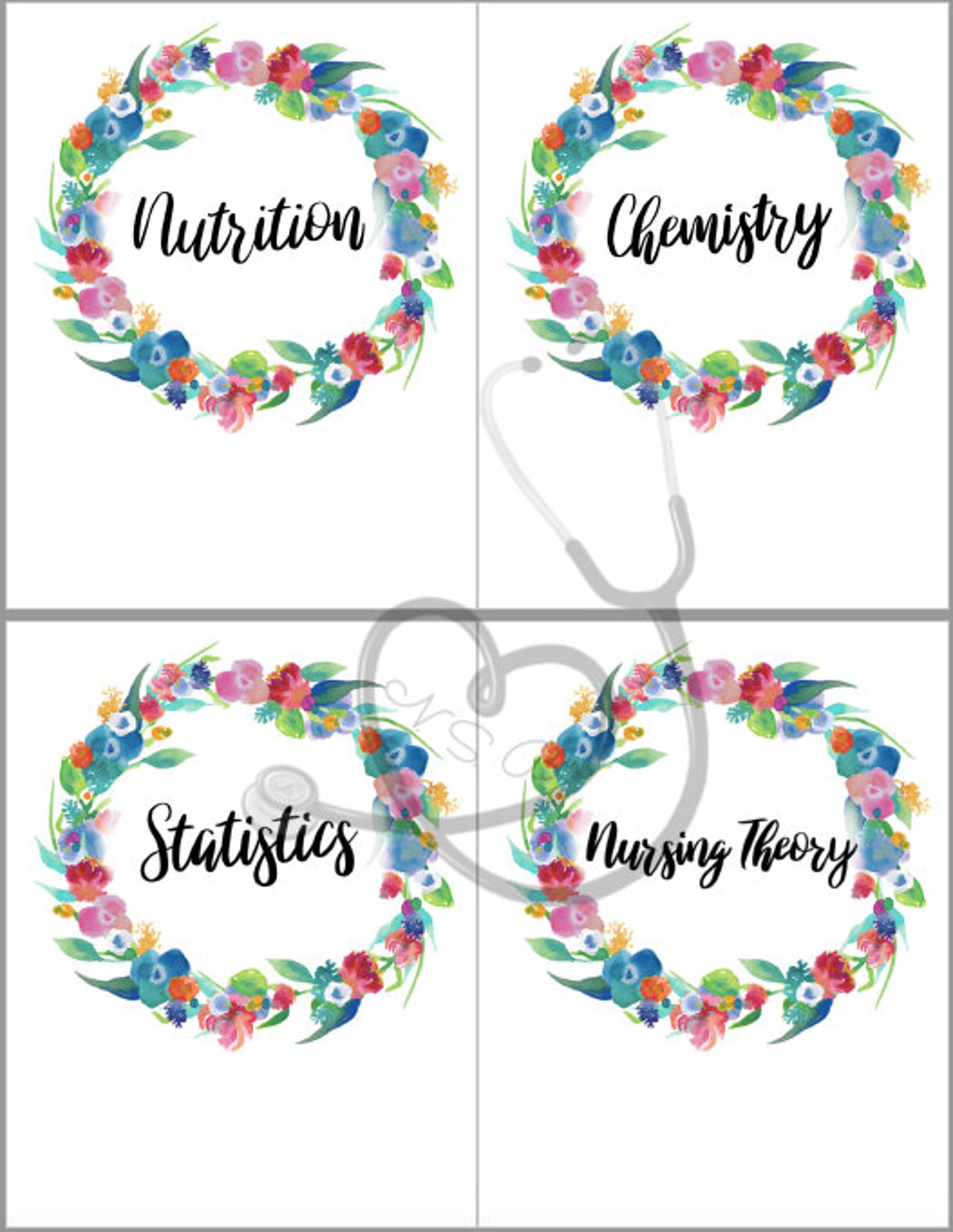 Bold Floral Nursing School Binder Cover Starter Kit 17 Classes Included ...