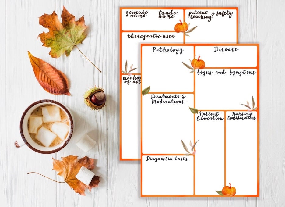 Fall Pumpkin Patho and Pharm Templates for Nursing - Etsy