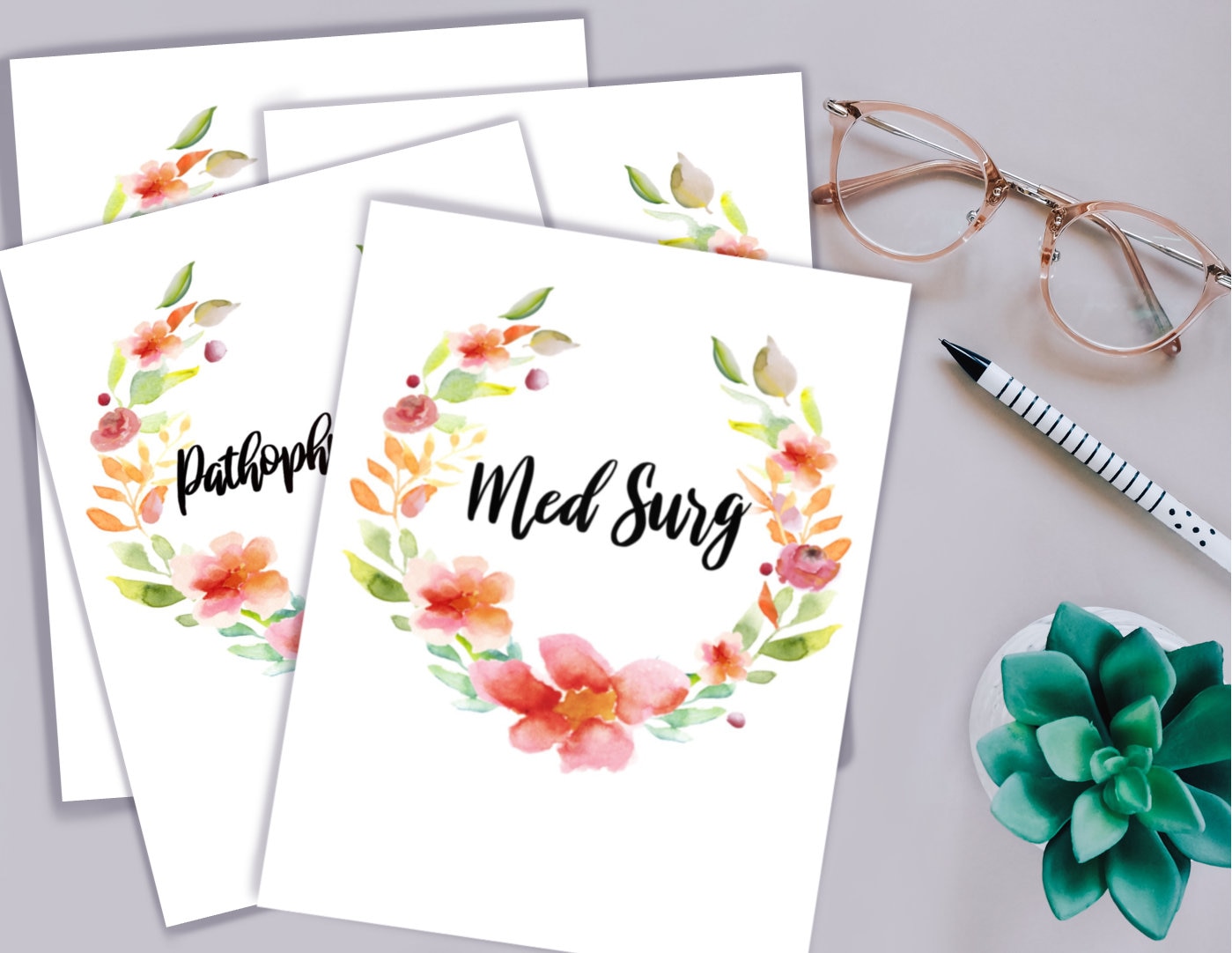 Floral Nursing School Binder Cover Starter Kit (17 Classes Included ...