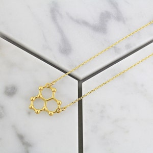 Dainty Necklace, Gold Water H2O Molecule Charm Necklace, Ice Hydro ...