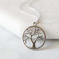 Oak Tree Necklace Personalized - Gold Family Tree Pendant Necklaces ...