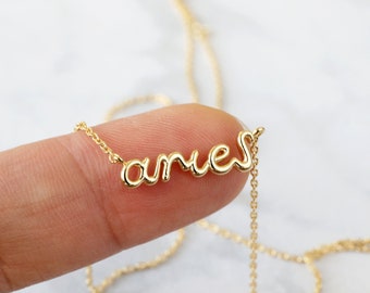 Aries Gold Necklace | Etsy
