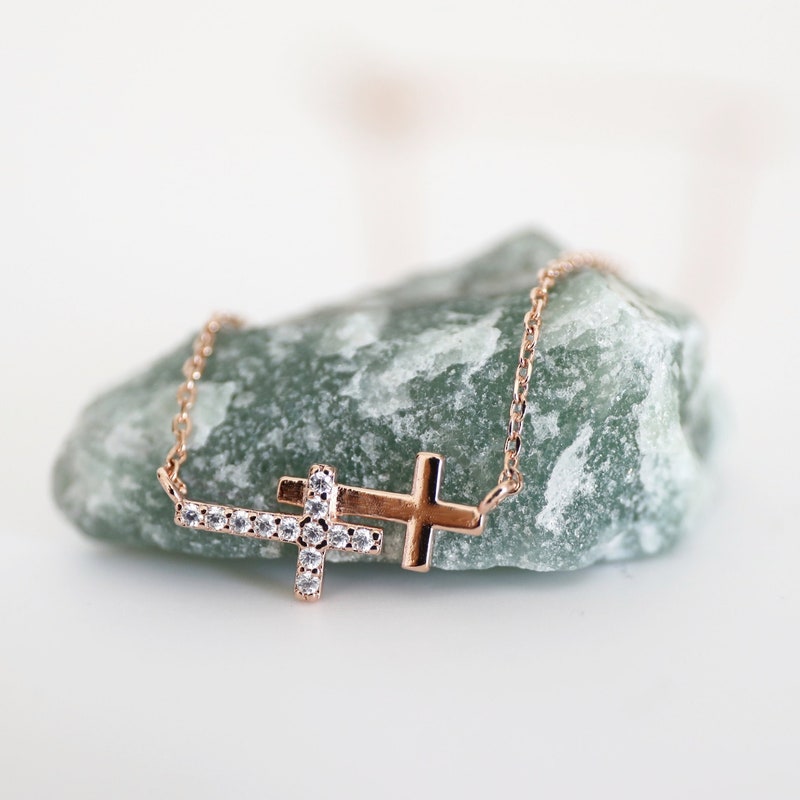 Double Cross Chain Necklace - Etsy