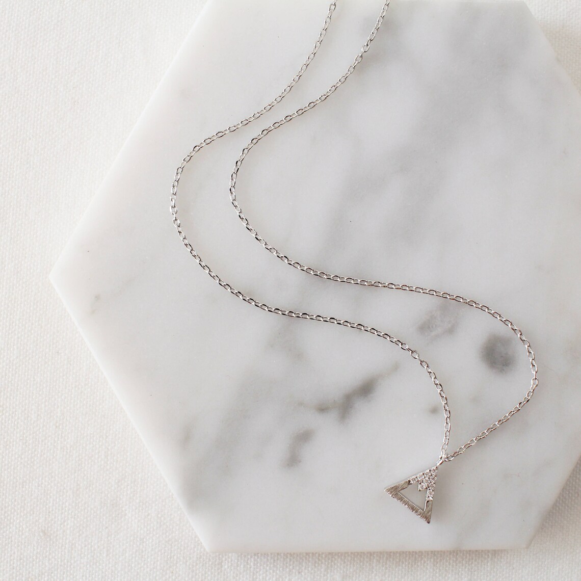 Dainty Necklacesilver Triangle Pendent Necklace Minimalist | Etsy