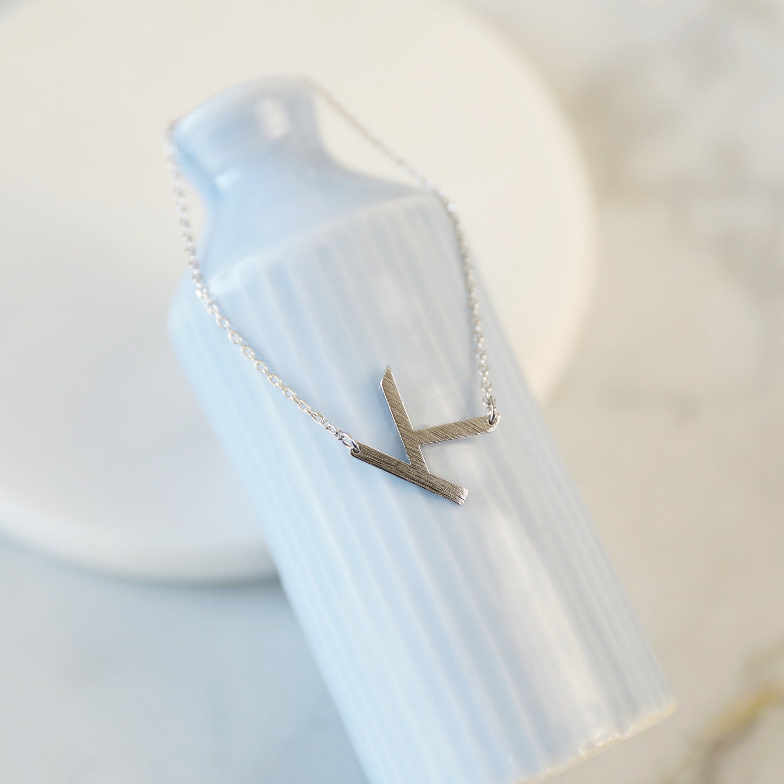 Initial Necklace Gold Sideway K Pendant Necklace Alphabet K | Etsy