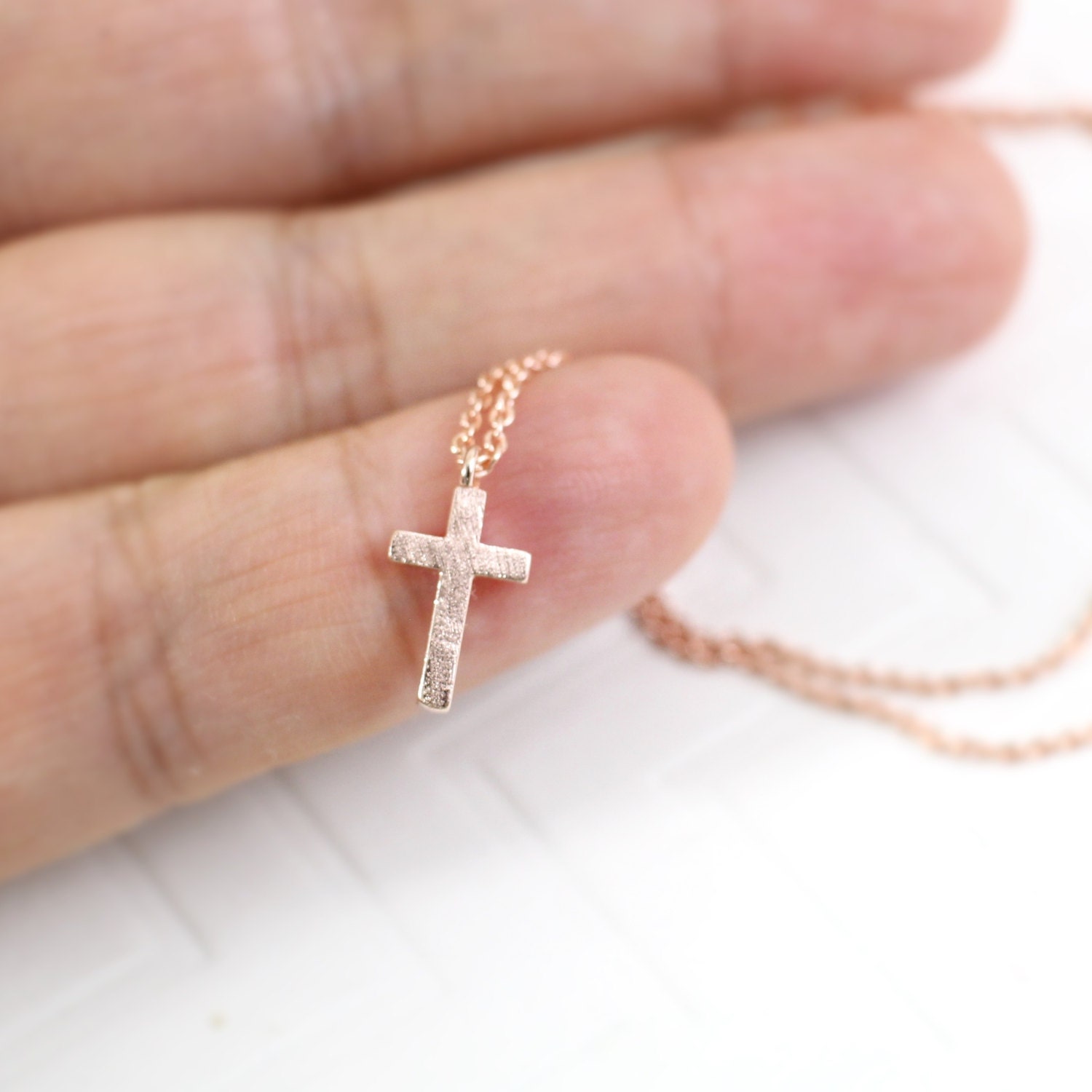 Dainty Necklacetiny Rose Gold Cross Necklacerose Gold Cross - Etsy