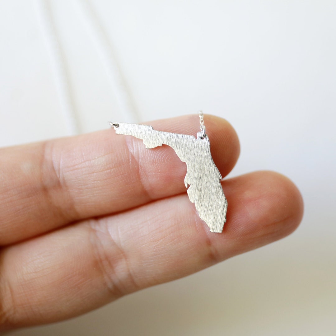 Silver Florida Pendent Necklace, State Pendent Necklace, Bridal Shower ...
