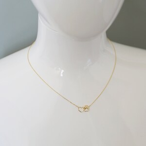 Dog Paw Necklace, Dog Paw and Heart Linked Charm Necklace, Heart and ...