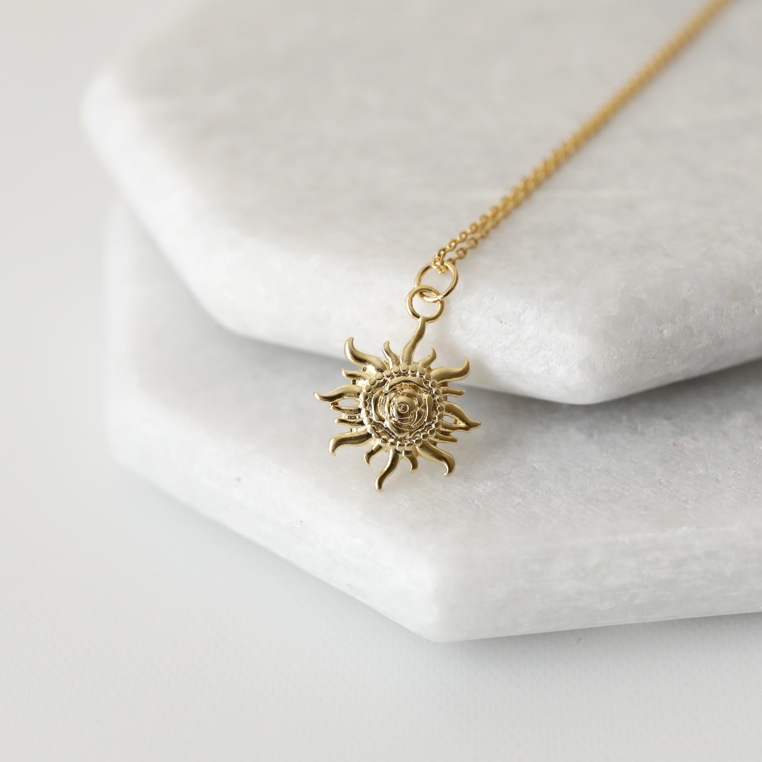 Gold Sun Coin Pendant Necklace Sun NecklaceBirthday Gift | Etsy