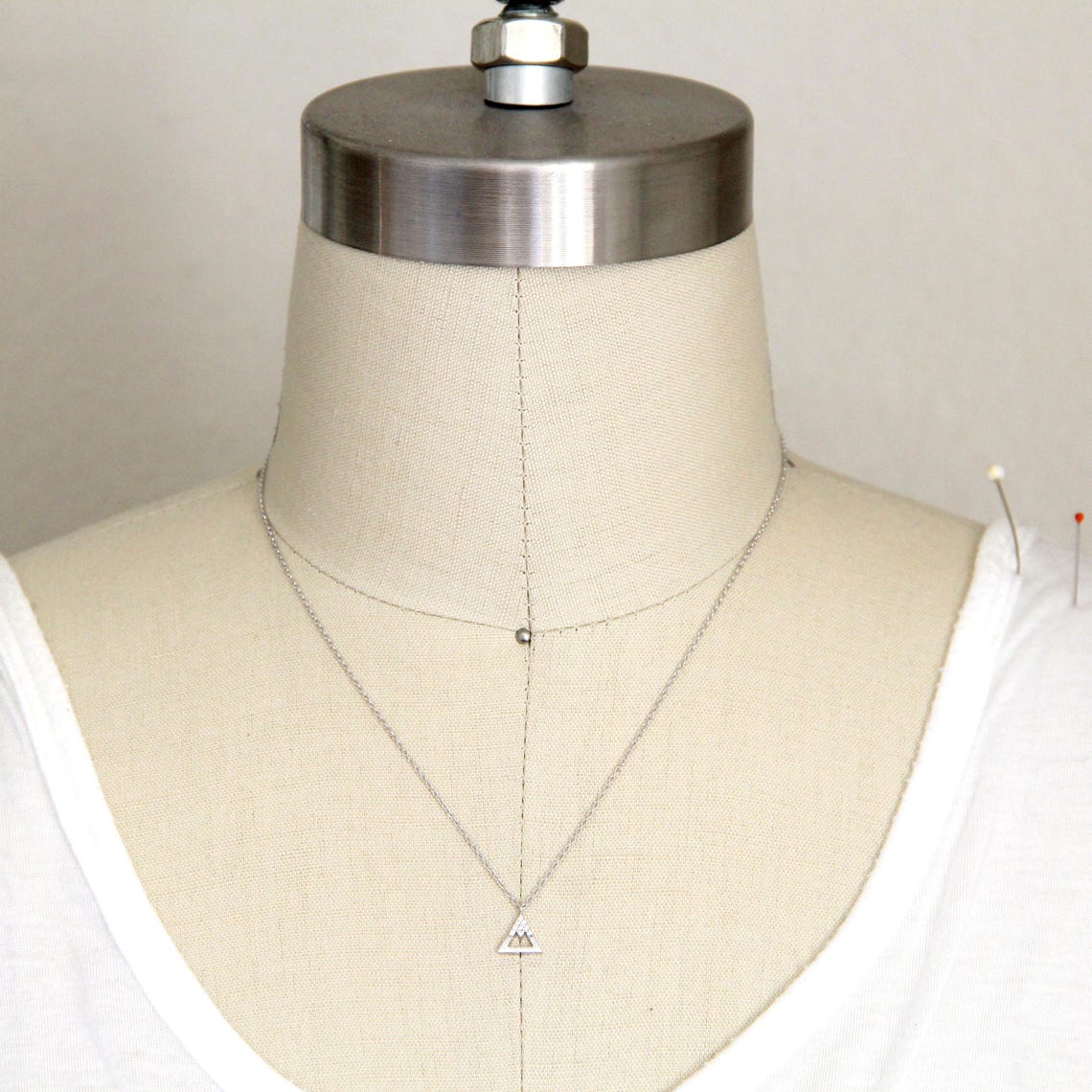 Dainty Necklacesilver Triangle Pendent Necklace Minimalist | Etsy