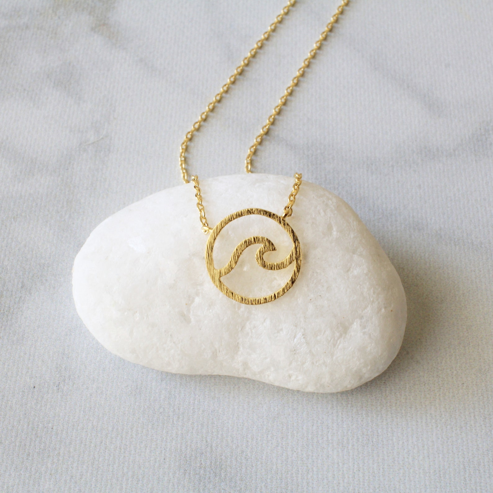 Gold Wave Necklace Surf Pendent Necklace Dainty Necklace - Etsy