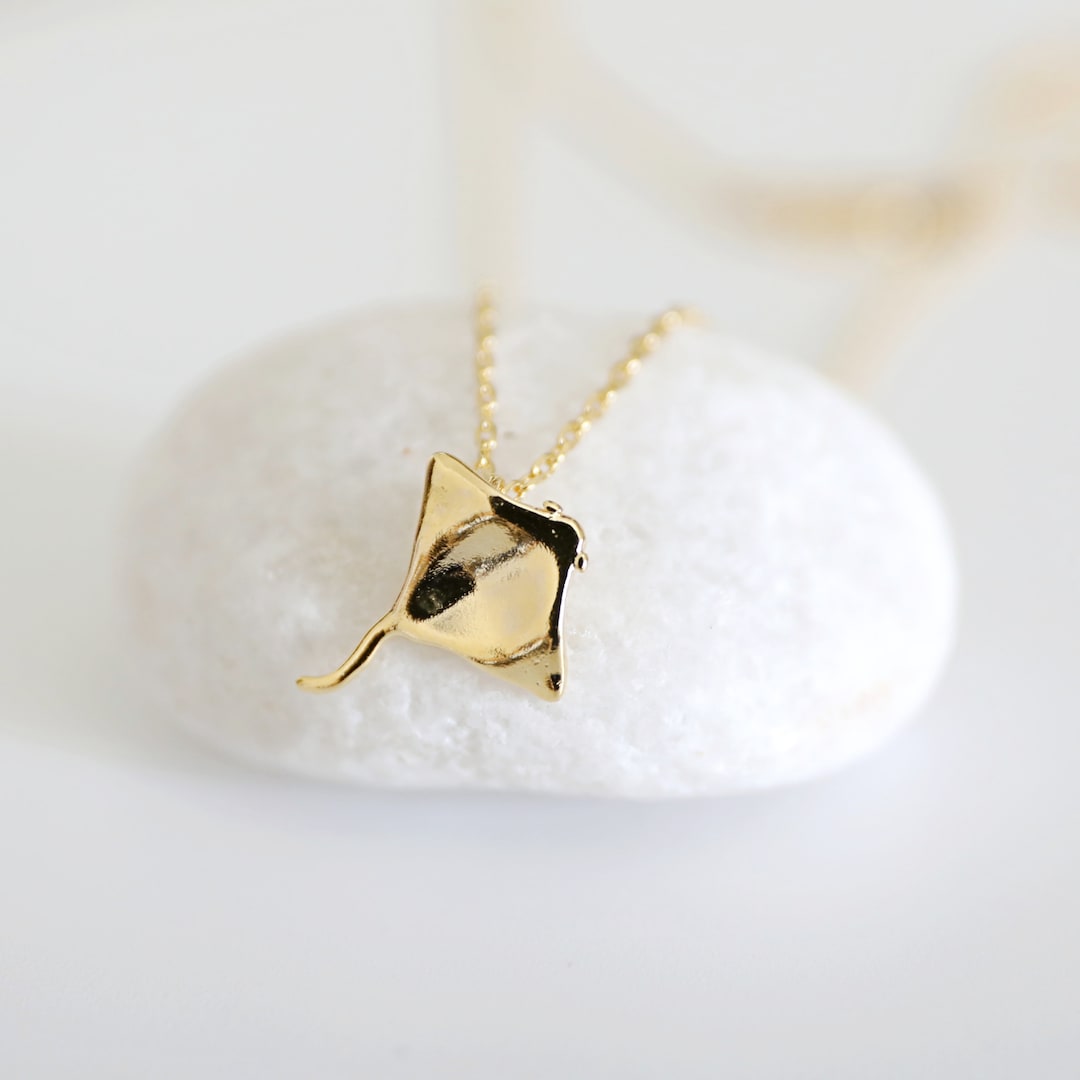 Gold Stingray Necklace, Dainty Stingray Charm Necklace, Birthday Gift ...