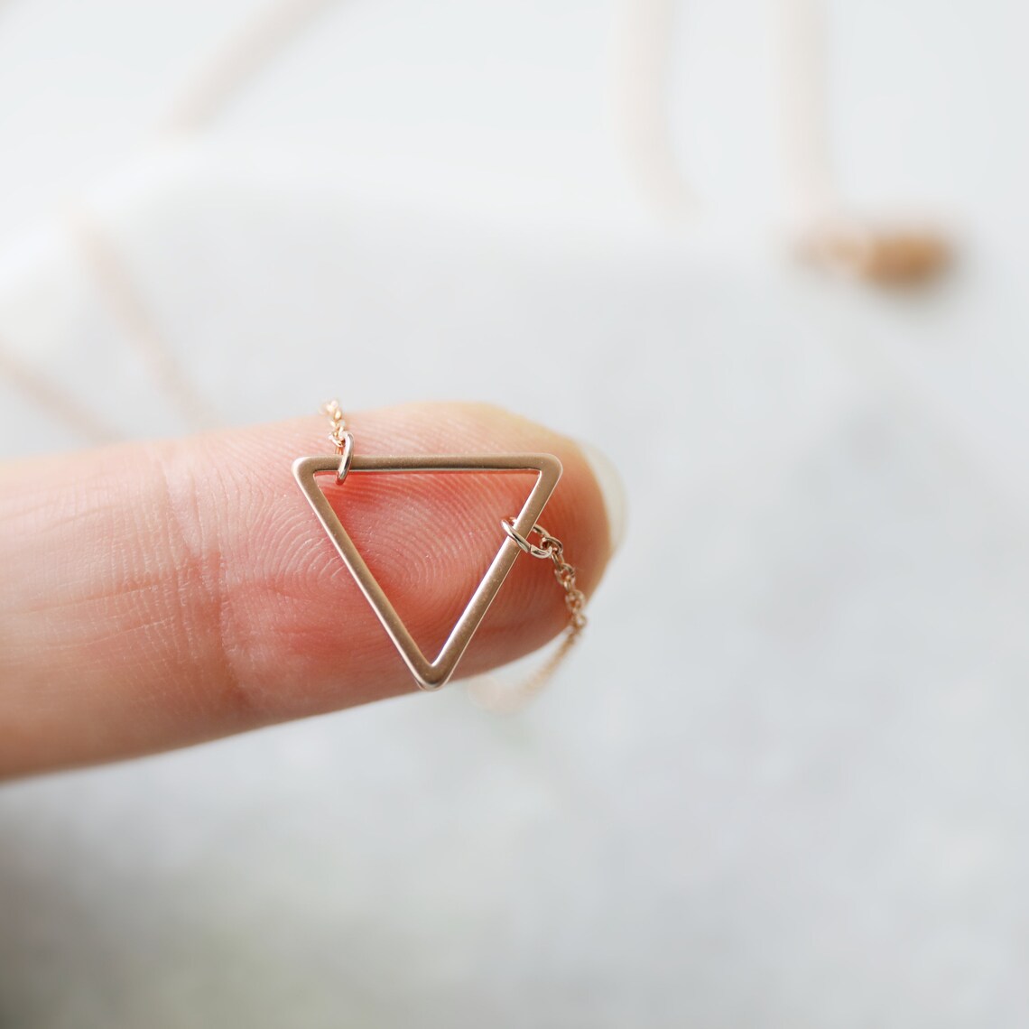 Tiny Rose Gold Triangle Charm Necklace Rose Gold Triangle | Etsy