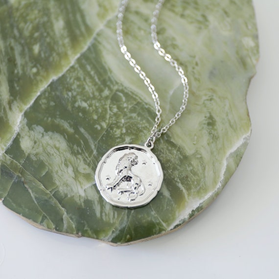Silver Leo Coin Necklace Zodiac Sign Jewelrycelestial - Etsy