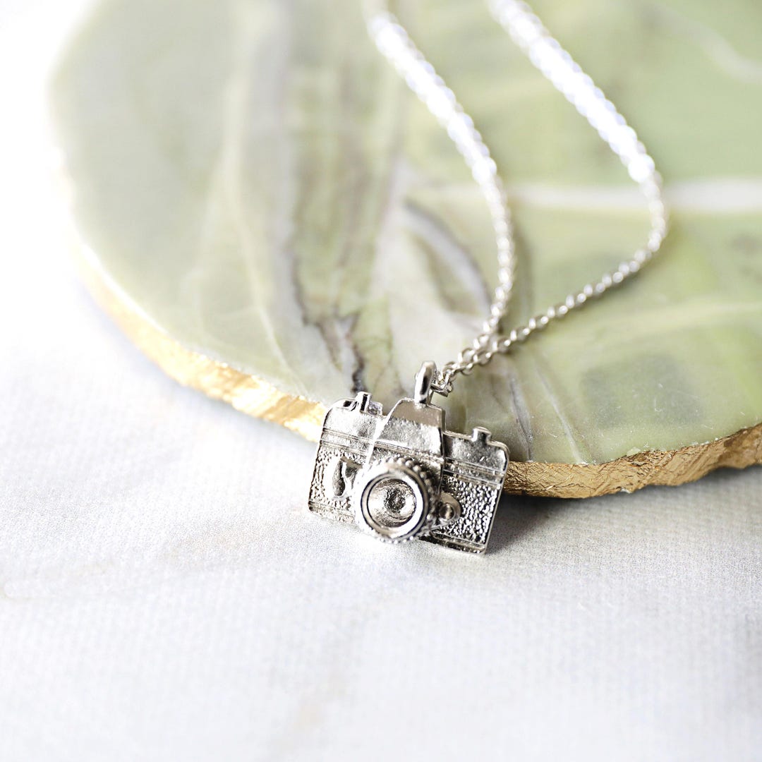 Dainty Silver Camera Pendant Necklace: Rhodium Plated Brass Chain - Etsy
