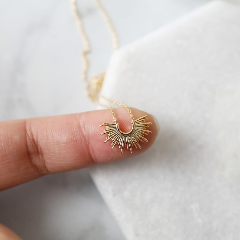 Gold Sunburst Pendant Necklace Starburst Necklace Sun | Etsy