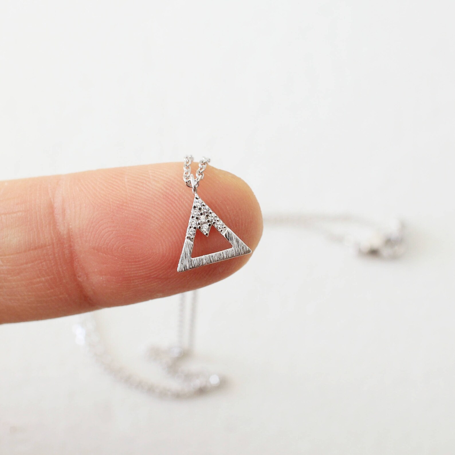 Dainty Necklacesilver Triangle Pendent Necklace Minimalist | Etsy