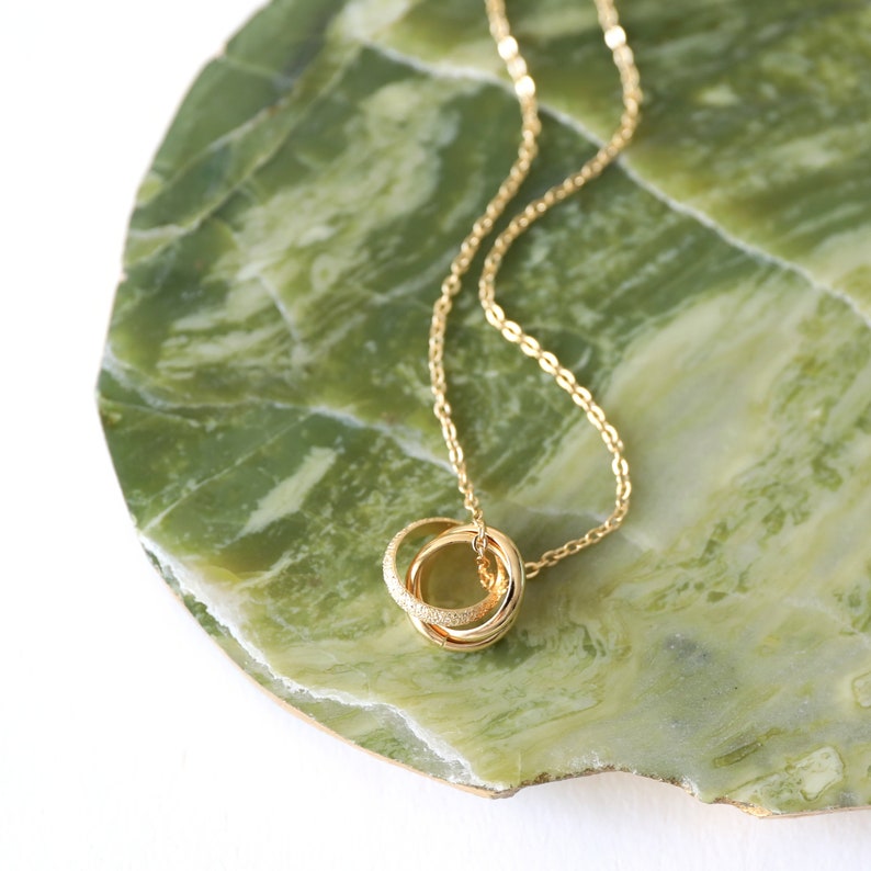 Gold Three Ring Necklace Triple Ring Necklace Gold Three - Etsy