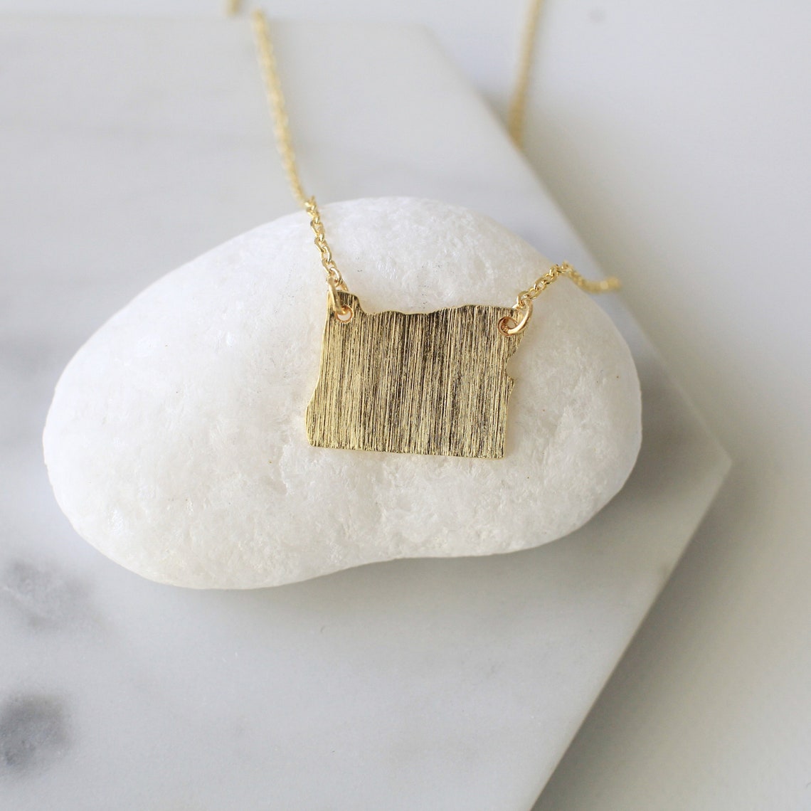 Gold Oregon State Charm Necklace Oregon State Necklace | Etsy